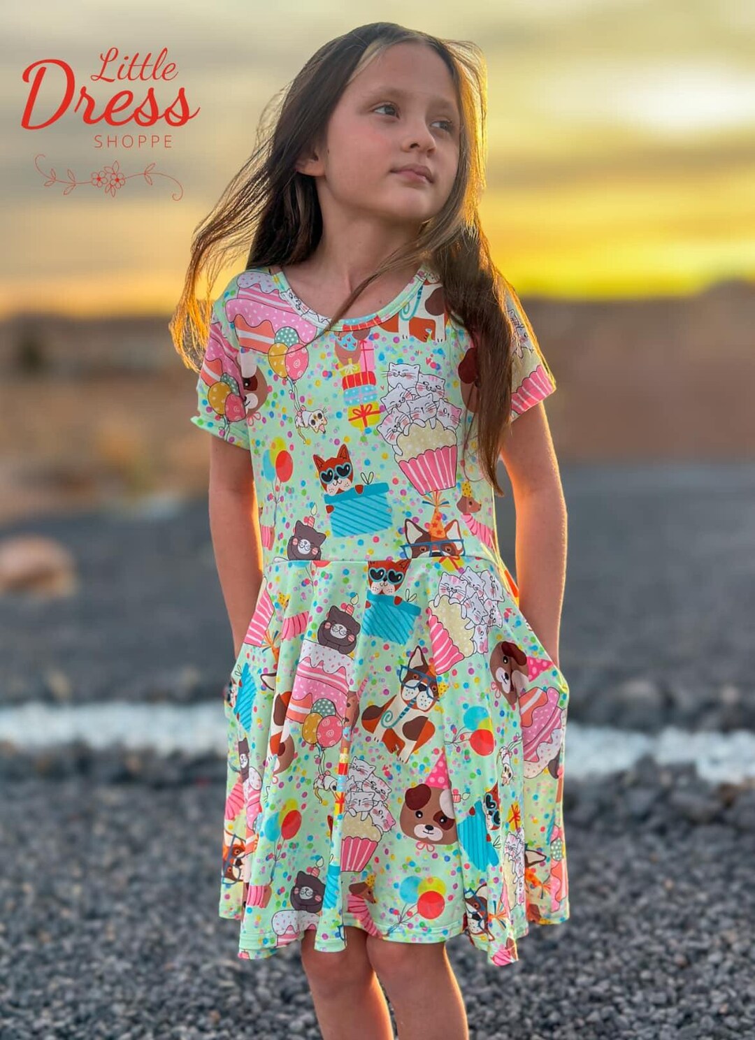 Paw-ty Birthday Twirly Dress, Girls, Twirly, Twirl, Pockets, Balloons ...