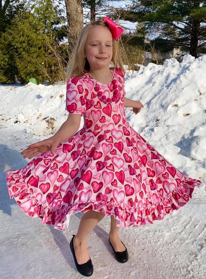 Pink Hearts Twirl Dress, Twirly, Pink Dress, Full Circle Skirt ...