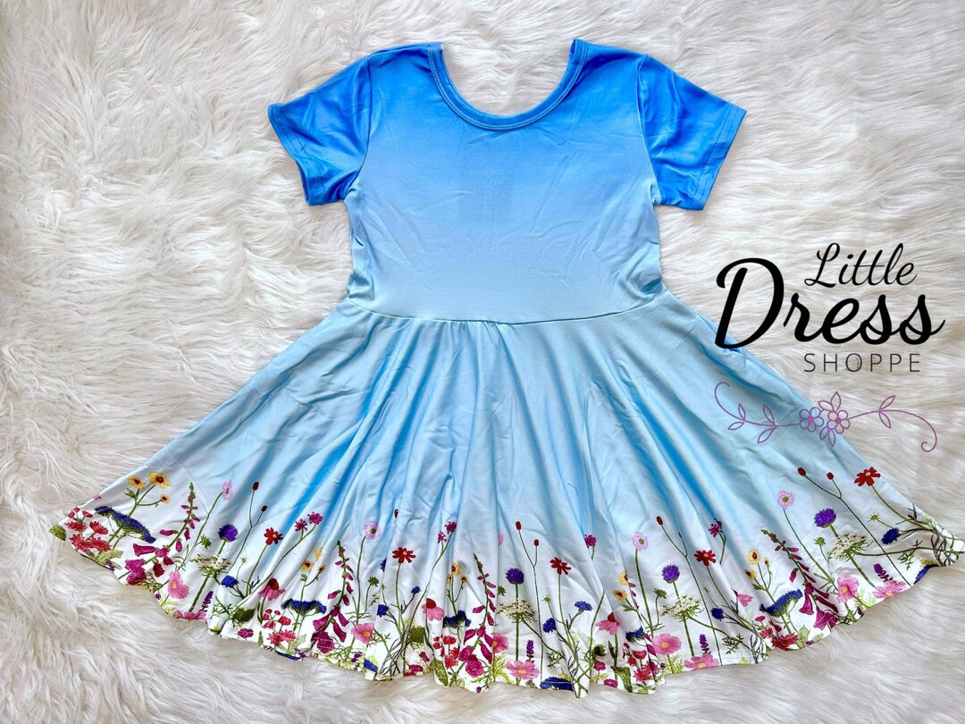 Blue Ombré Floral Twirly Dress, Fancy, Girls, Twirl, Floral, Easter ...