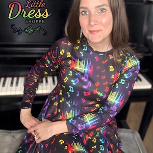 Music Note Twirly Dress, Teacher, Loud, Pockets, Twirl, Black, Band ...
