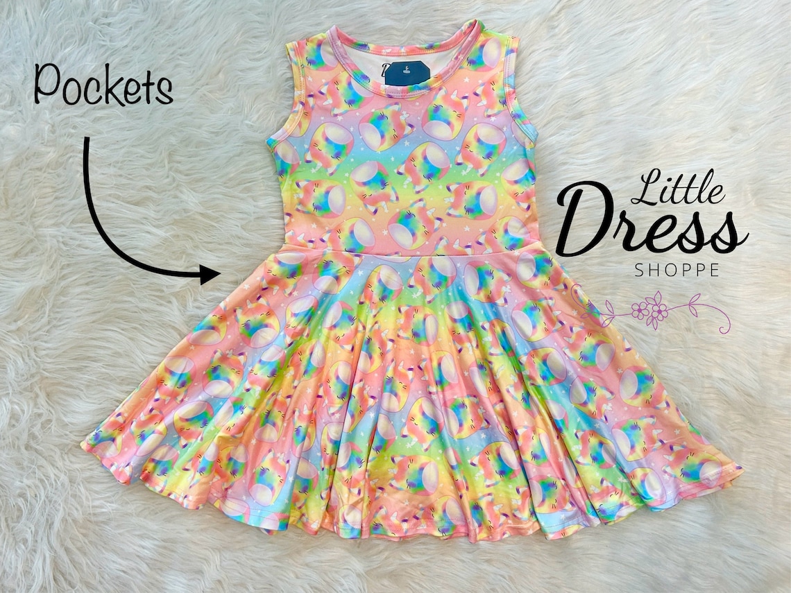 Squishy Rainbow Twirly Dress, Stuffy, Tank Dress, Girls, Kids, Pockets ...