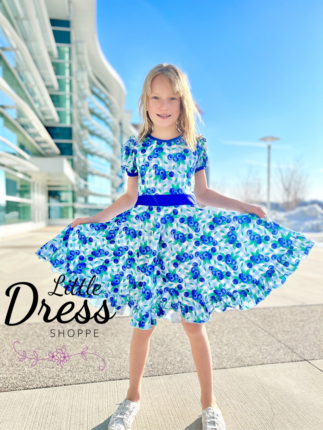 Twirly Blueberry Dress, Twirl, Pockets, Strawberry, Fruit, Girls ...