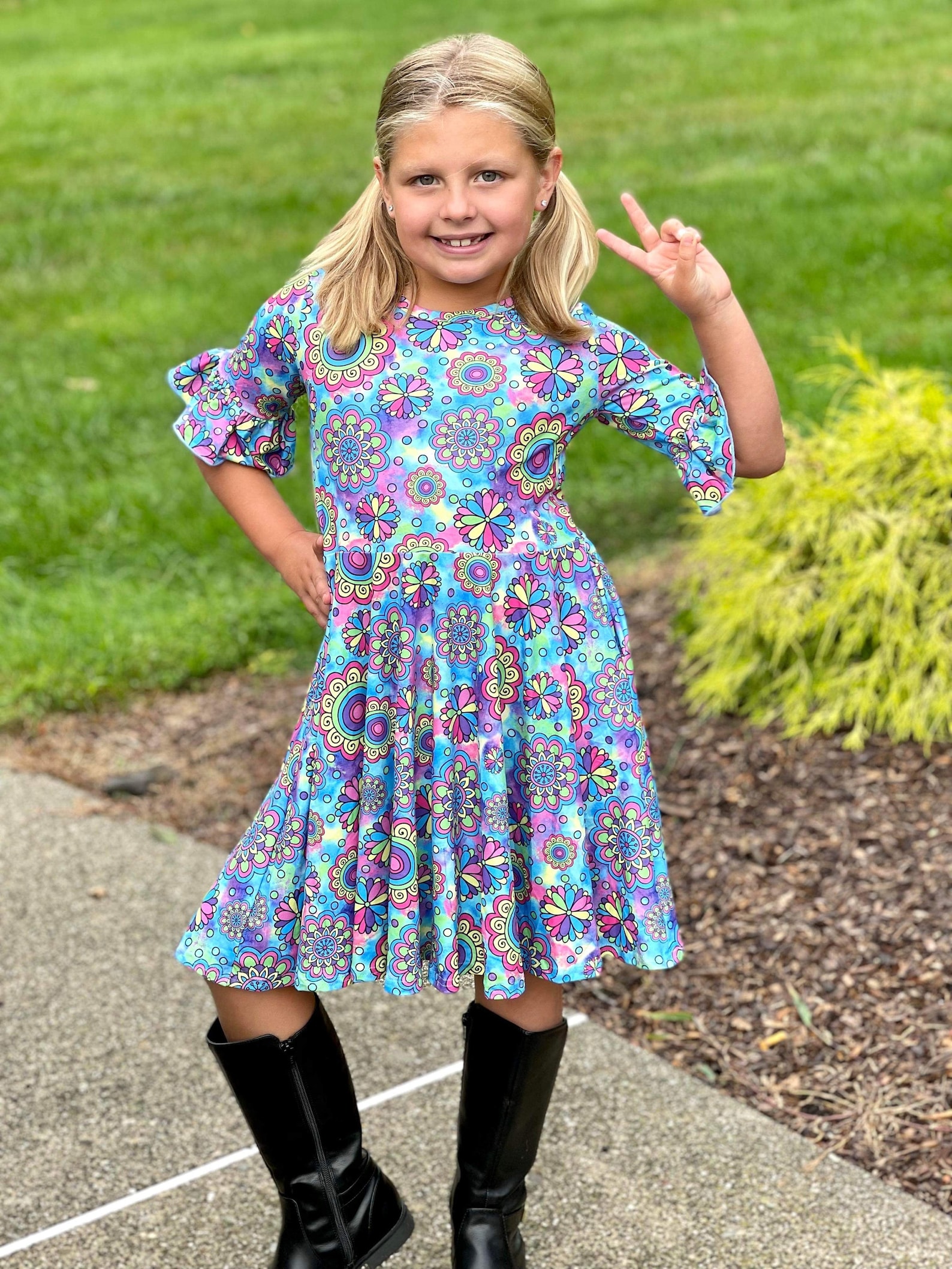 Retro 70s Twirly Paisley Dress Floral Rainbow Pockets - Etsy