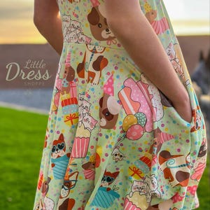 Paw-ty Birthday Twirly Dress, Girls, Twirly, Twirl, Pockets, Balloons ...