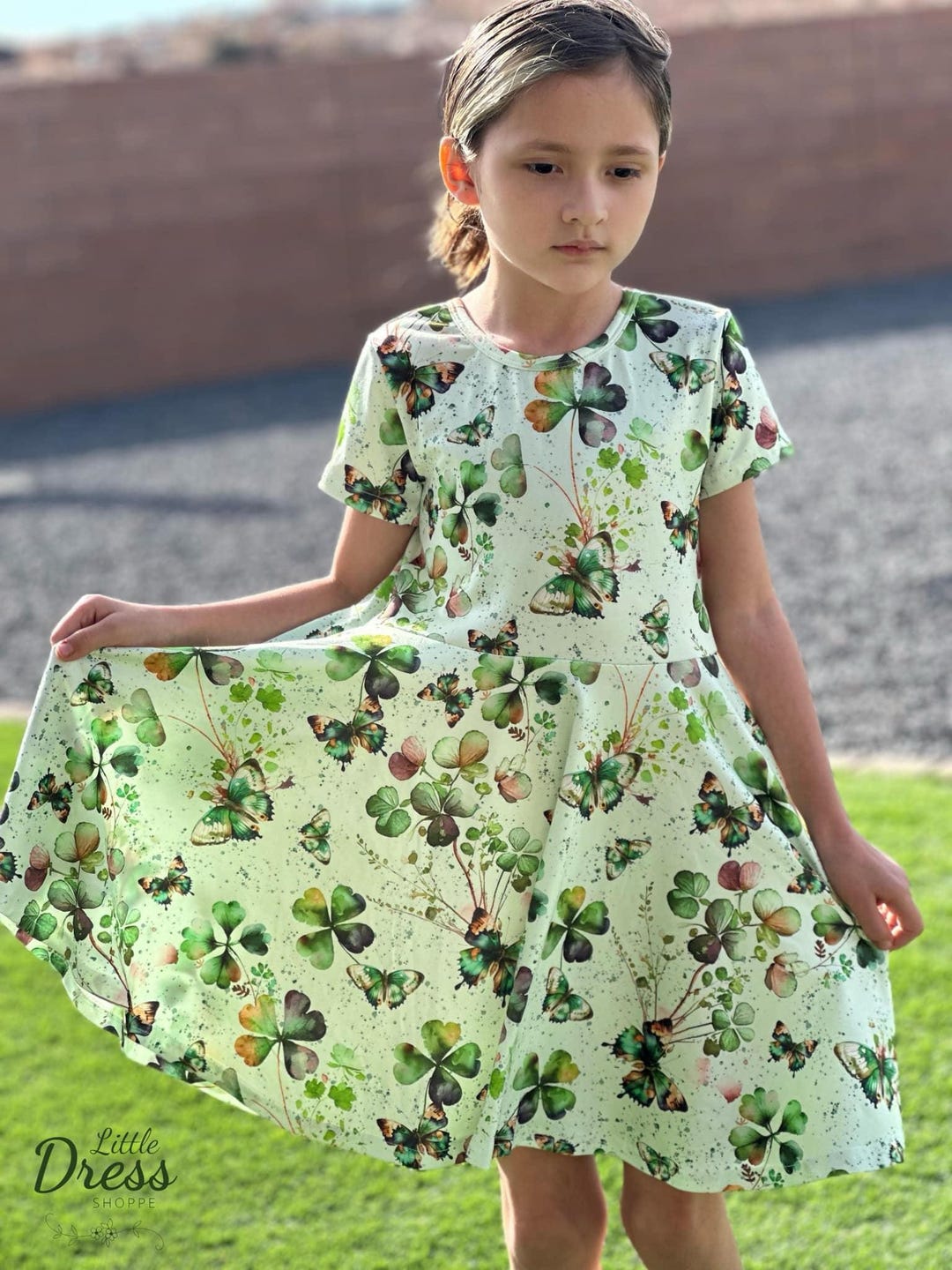 Shamrock Butterfly Twirly Dress, St. Patricks Day, Green, Girls, Twirl ...