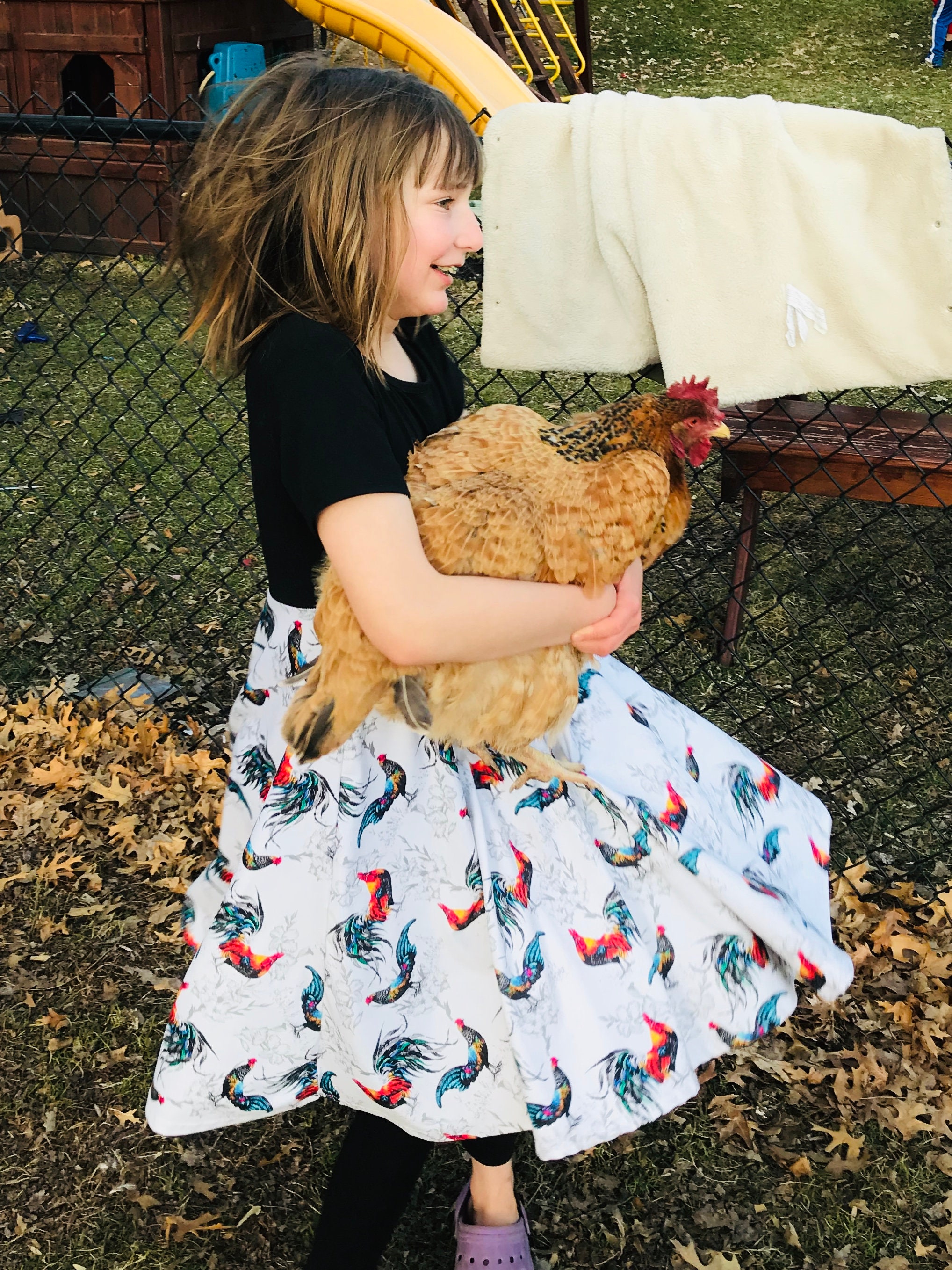 Rooster/chicken Dress Twirly Dress Color Block Dress Animal - Etsy
