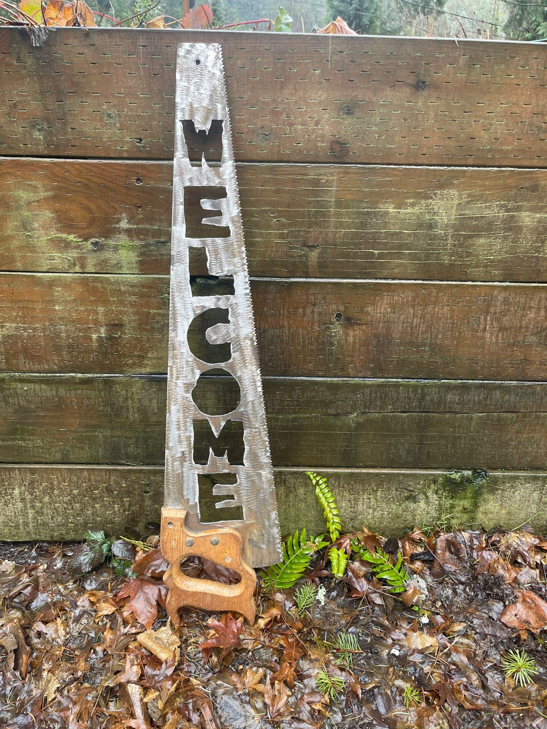 Antique Hand Saw welcome Sign - Etsy