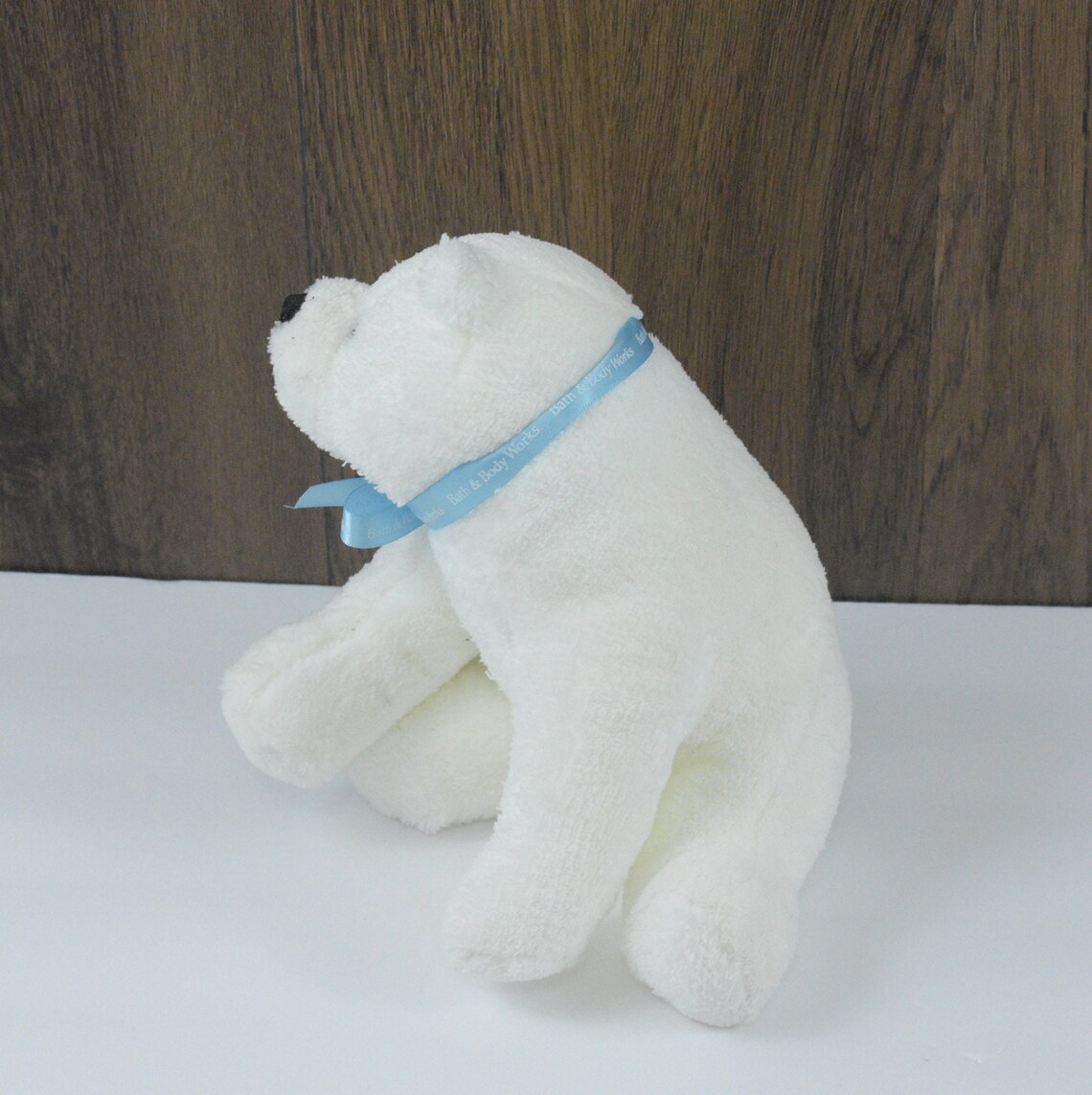 Bath & Body Works Plush Polar Bear Stuffed Animal White W/ Blue Ribbon ...