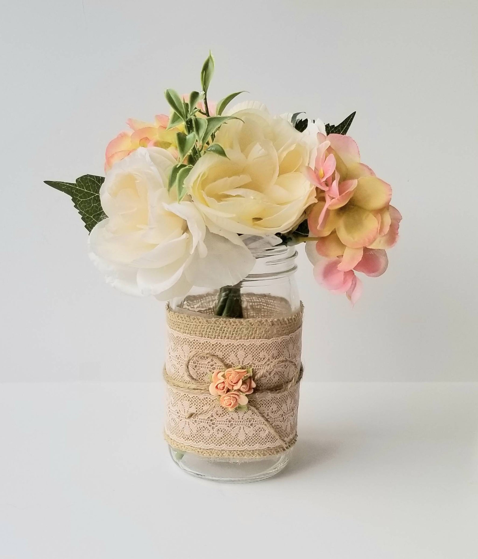 Rustic Burlap & Lace Mason Jar Wedding Bridal Shower Centerpieces ...