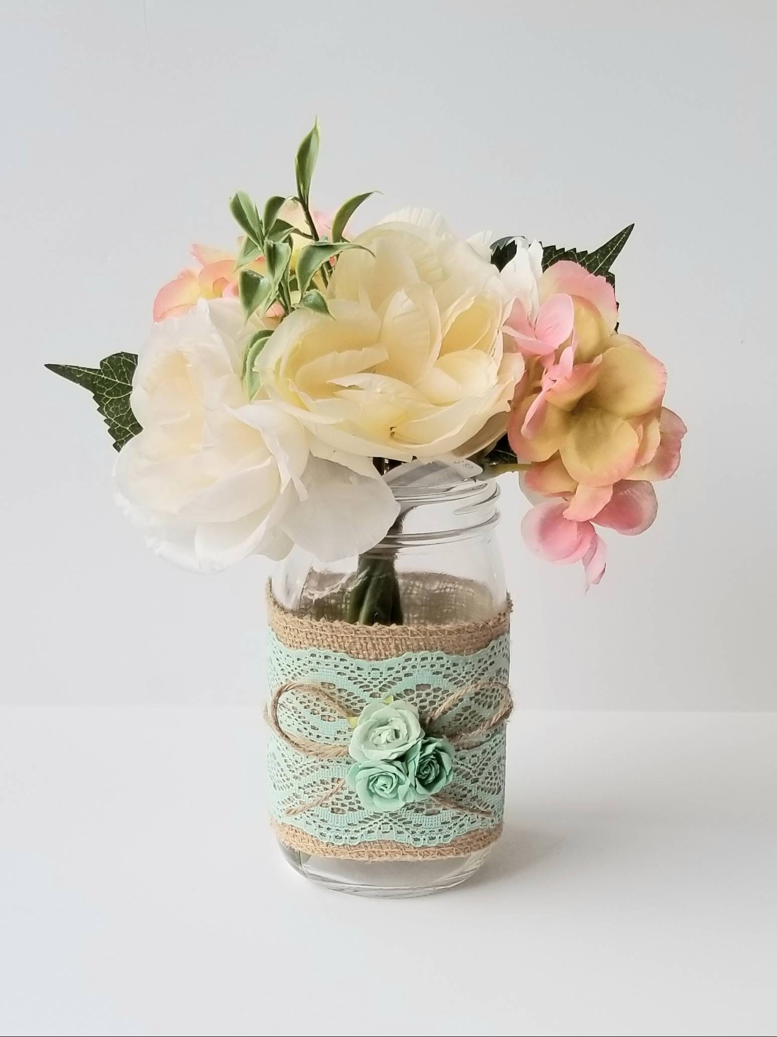 Rustic Burlap & Lace Mason Jar Wedding Bridal Shower Centerpieces ...