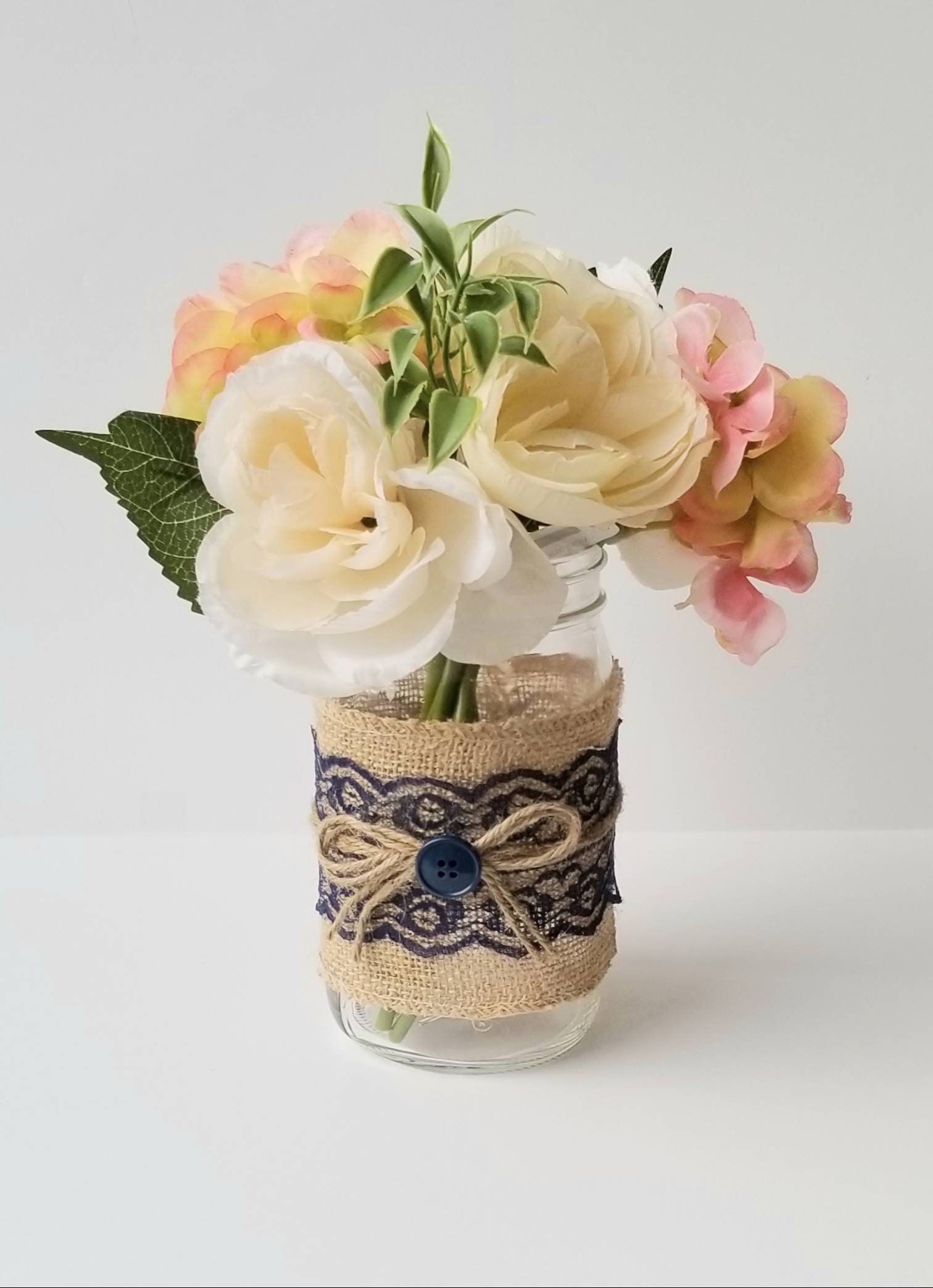 Rustic Burlap & Lace Mason Jar Wedding Bridal Shower Centerpieces ...