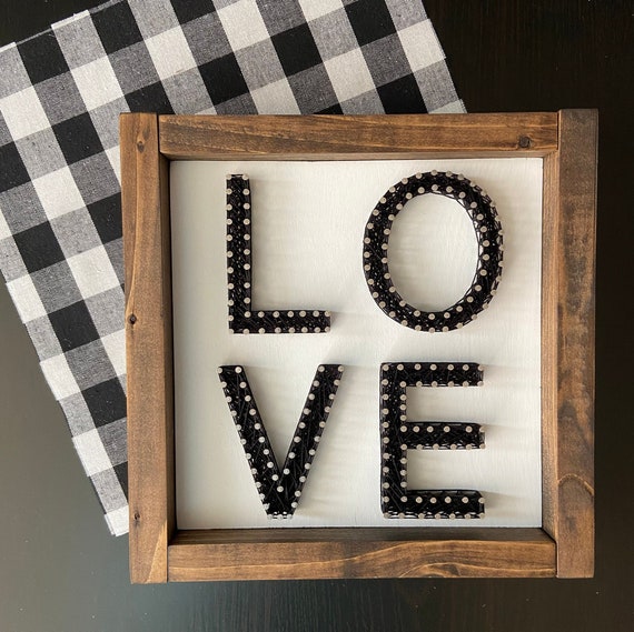 Love String Art Valentines Day Decor Framed Love Sign | Etsy