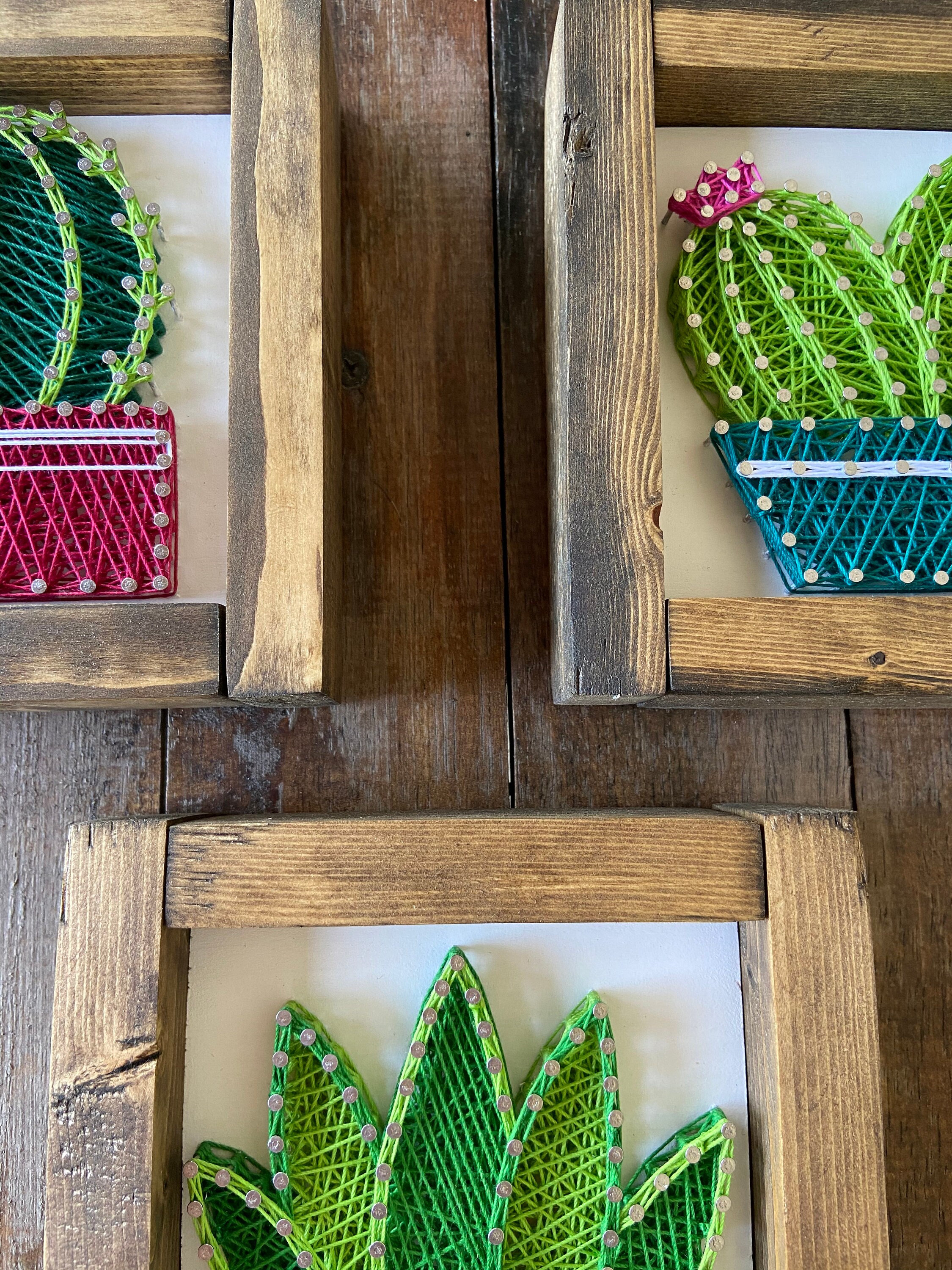 Cactus String Art, Framed Cactus Decor, Shelf Sitter, Tiered Tray Decor ...