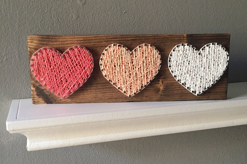 Heart String Art Three Hearts Sign Valentines Day String | Etsy