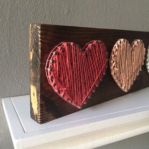 Heart String Art, Three Hearts Sign, Valentine’s Day String Art, Heart ...