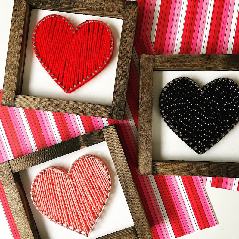 Heart String Art Valentines Day Decor Framed Heart Sign - Etsy