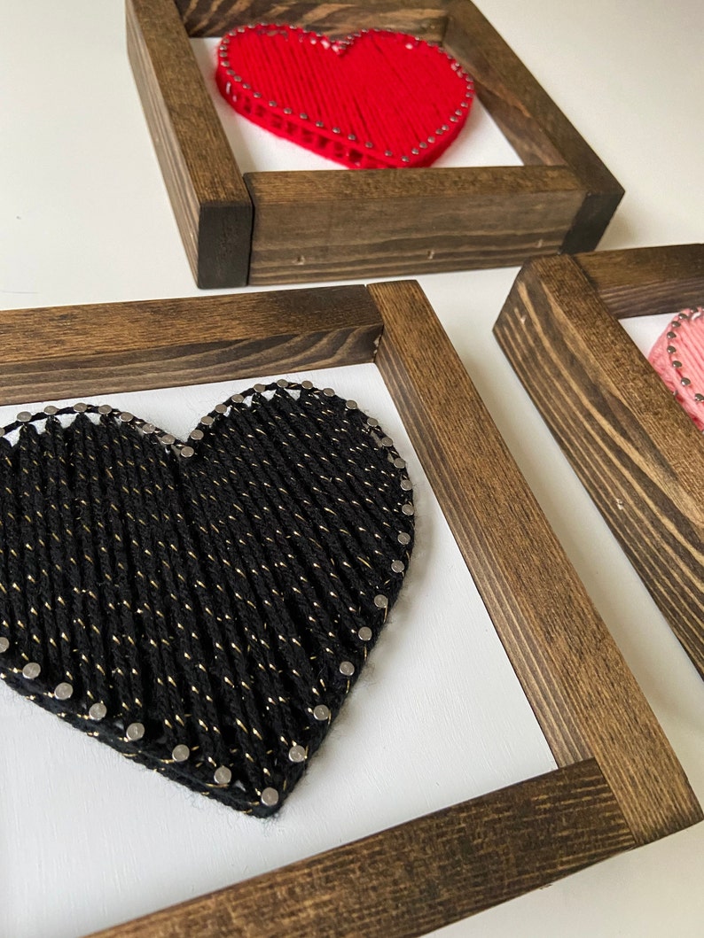 Heart String Art Valentines Day Decor Framed Heart Sign - Etsy