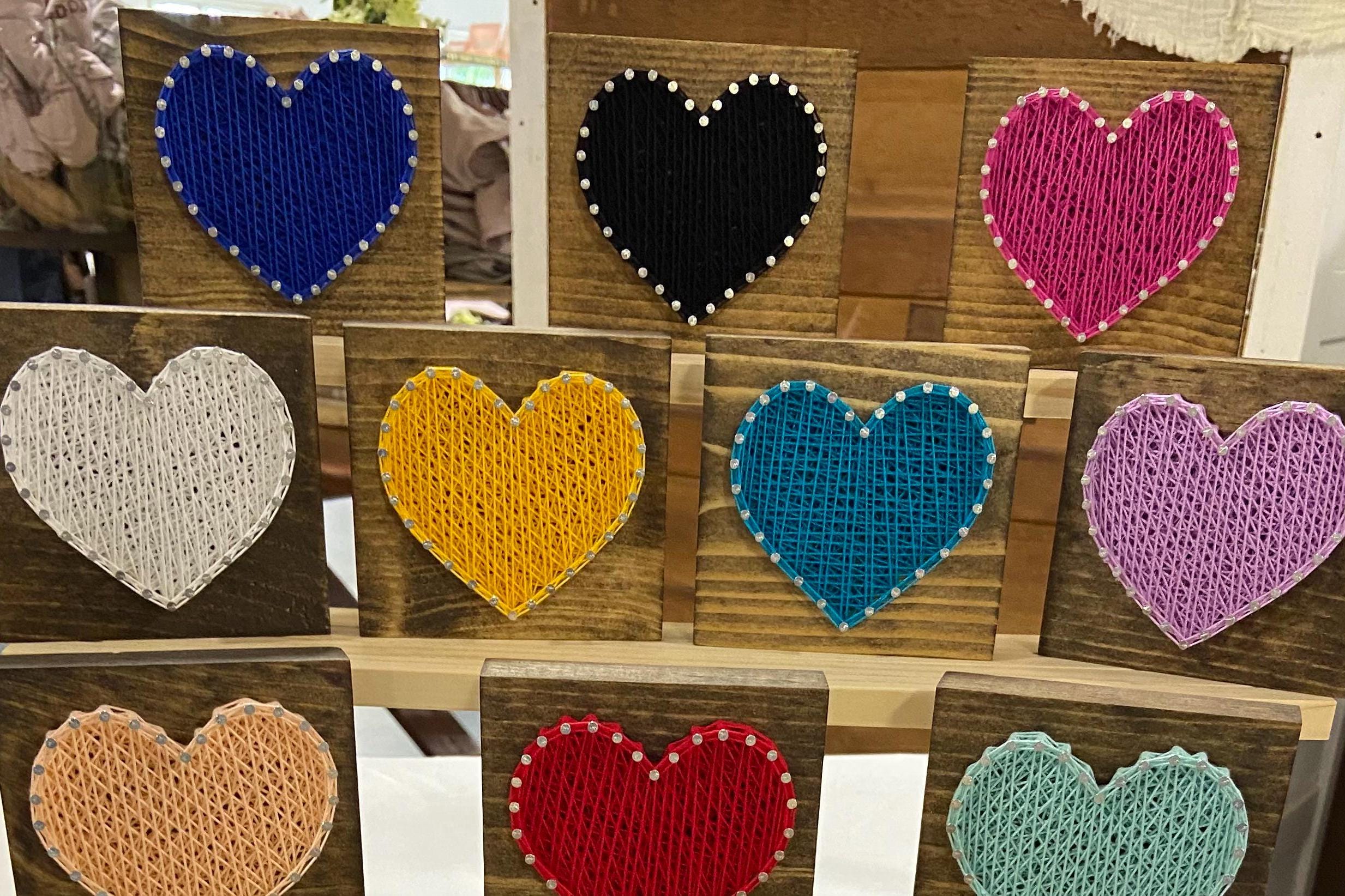 Heart String Art: Walnut Stained Wood, Valentine's Day Decor, Mini ...