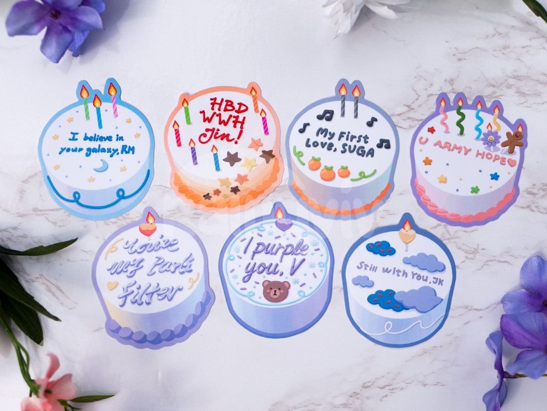 SALE | BTS Cake Sticker Pack | Bangtan Vlive Cute Lunch Box Dessert ...