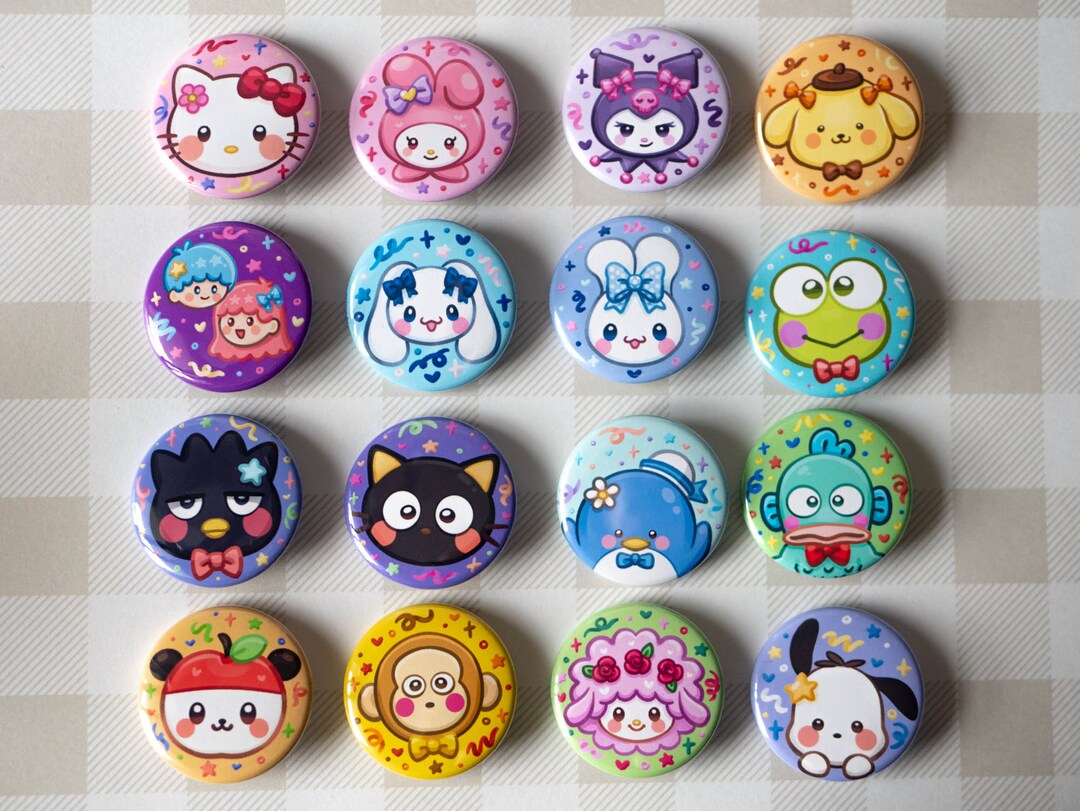 Cute SNRO 1.5 Inch Pinback Buttons | Kawaii Character Kitty and Friends ...