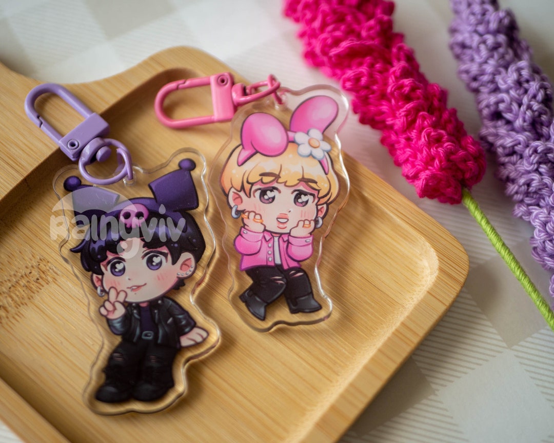 BTS Jungkook and Jimin Character Acrylic Keychain / Jikook Acrylic ...
