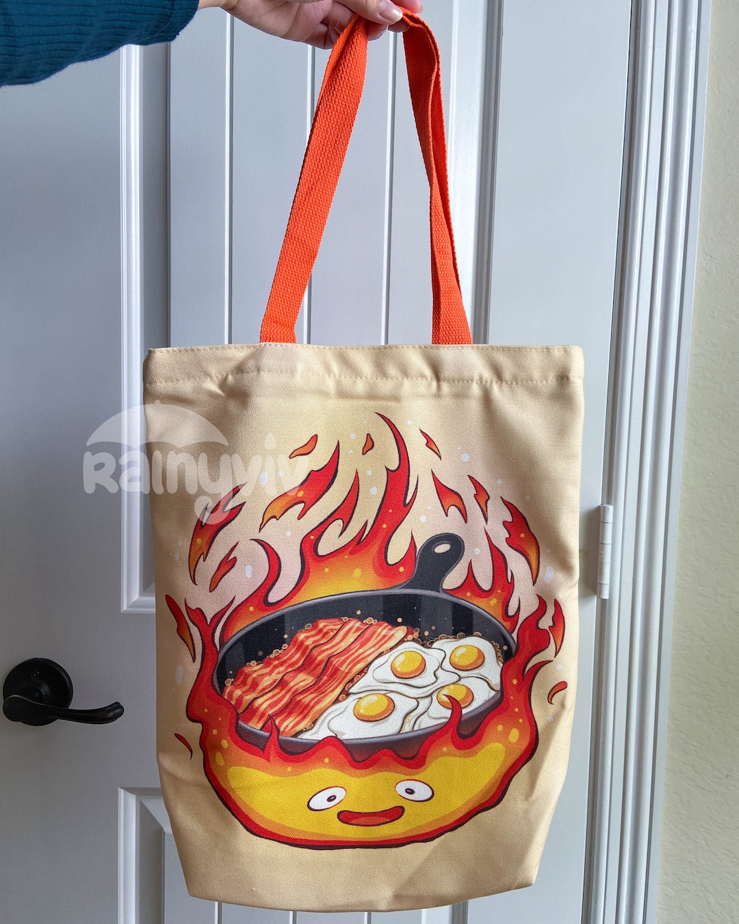 Calcifer Canvas Tote Bag 13 X 15 Cute Market - Etsy
