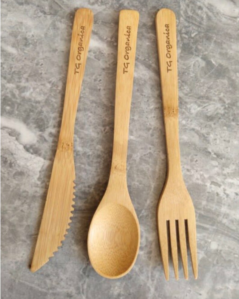 Zero Waste Reusable Bamboo Cutlery / Utensils Set With | Etsy