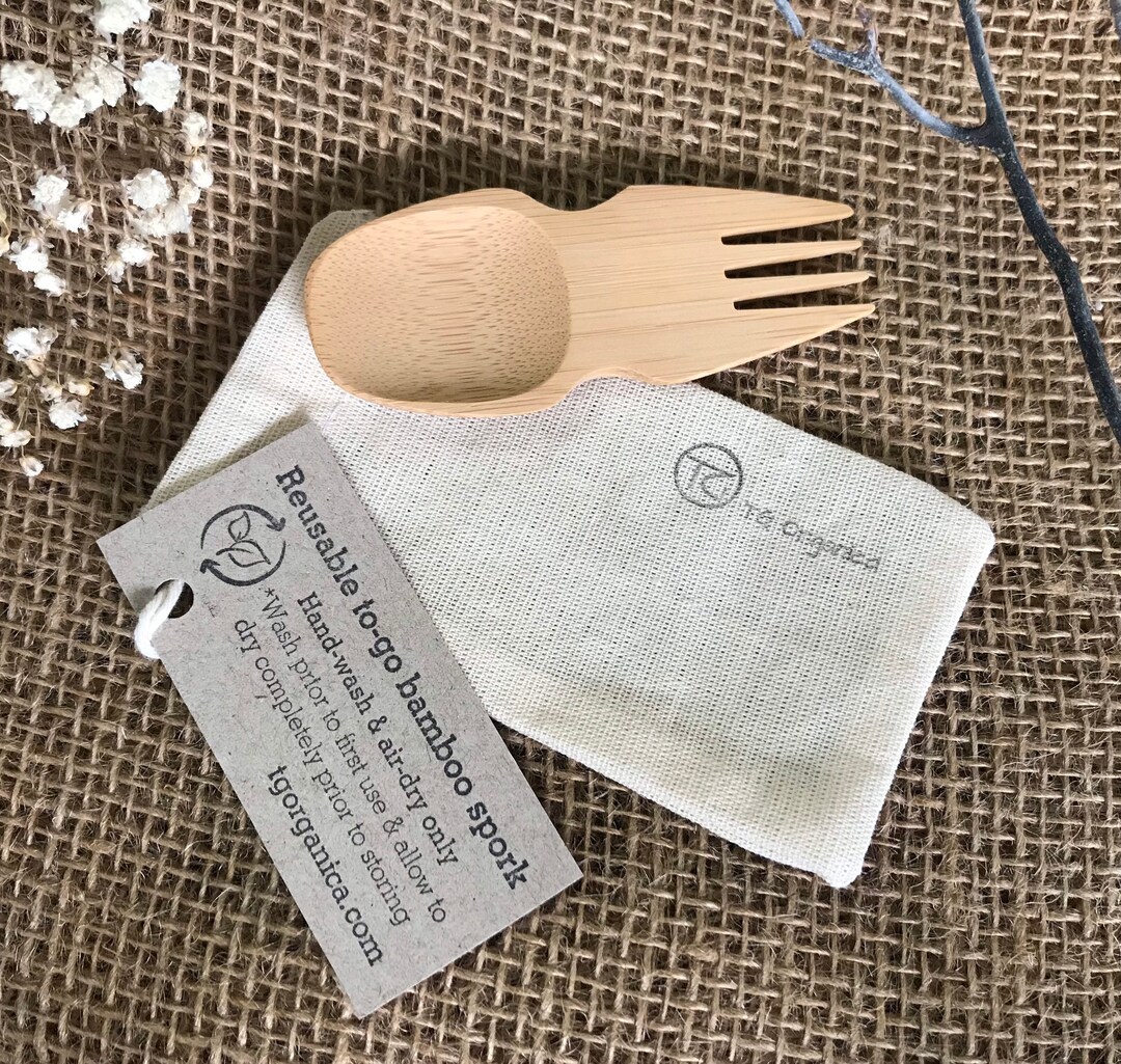 Zero-waste Reusable Organic Bamboo Spork With Up-cycled / - Etsy