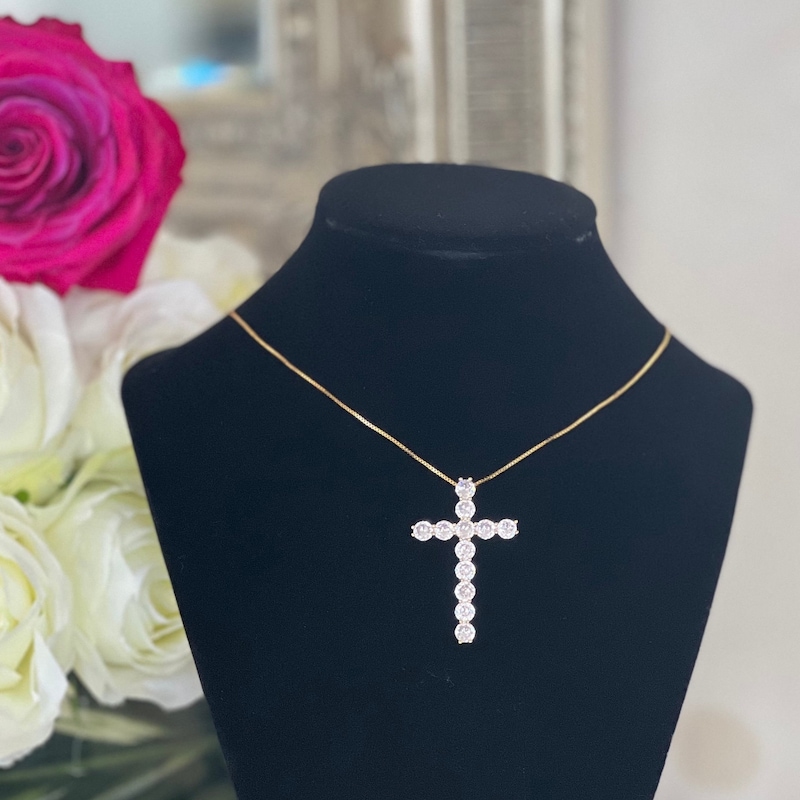 Gold Diamond Cross Large - Etsy