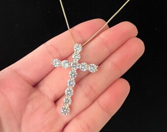 Large Diamond Cross Necklace - Etsy