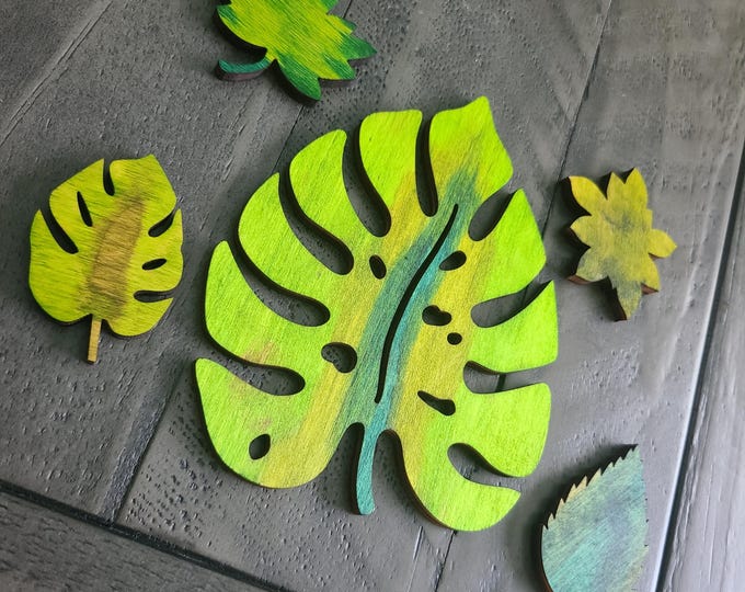 Tropical Leaf Magnet Set: Laser Cut Wood Plant Decor - Etsy Canada