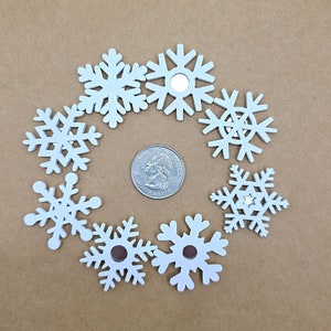 Set of Mini Winter Snowflake Magnets. Painted Wood Snow Flakes. - Etsy