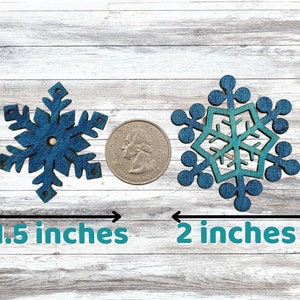 Snowflake Magnets Set, Painted Wood Snow Flakes, Sparkly Winter Fridge ...