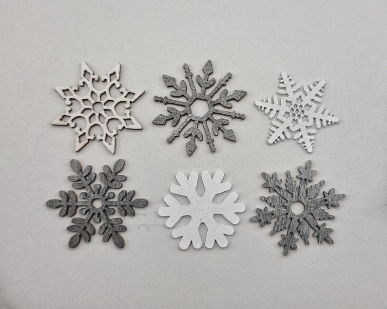 Set of Mini Winter Snowflake Magnets. Painted Wood Snow Flakes. - Etsy