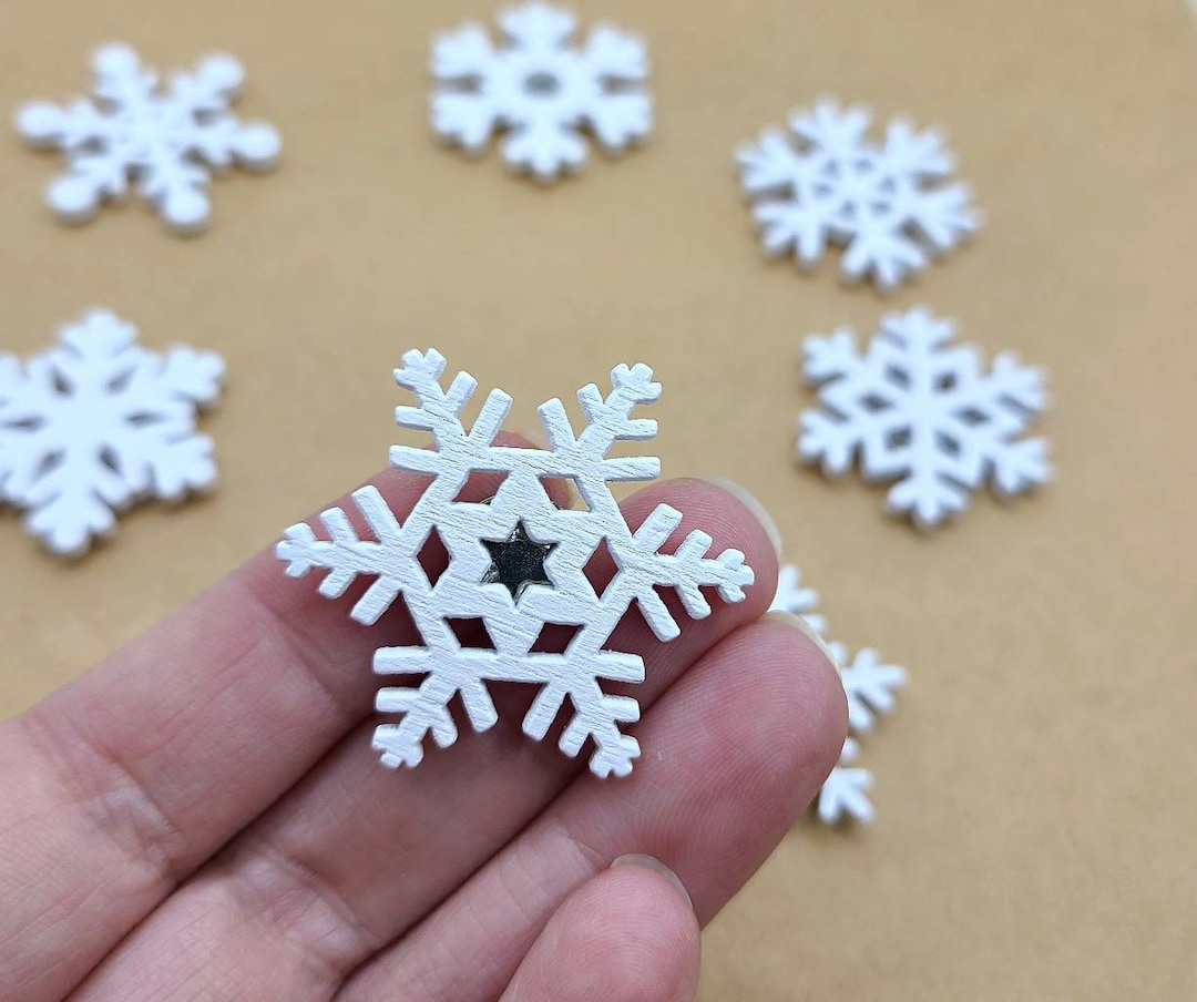 Set of Mini Winter Snowflake Magnets. Painted Wood Snow Flakes. - Etsy