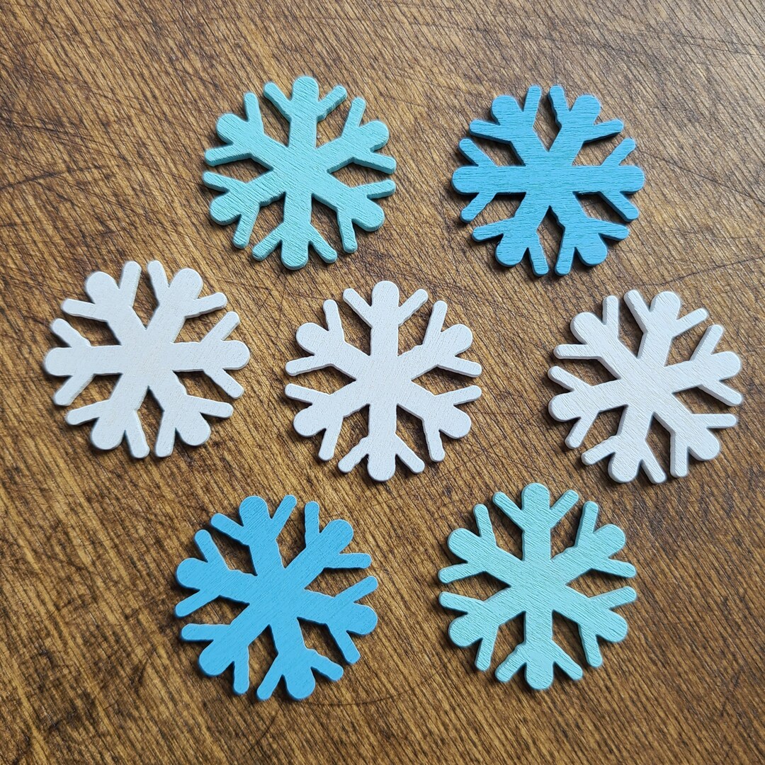 Snowflake Magnets Set, Wood Snow Flakes, Pretty Winter Fridge Magnets ...