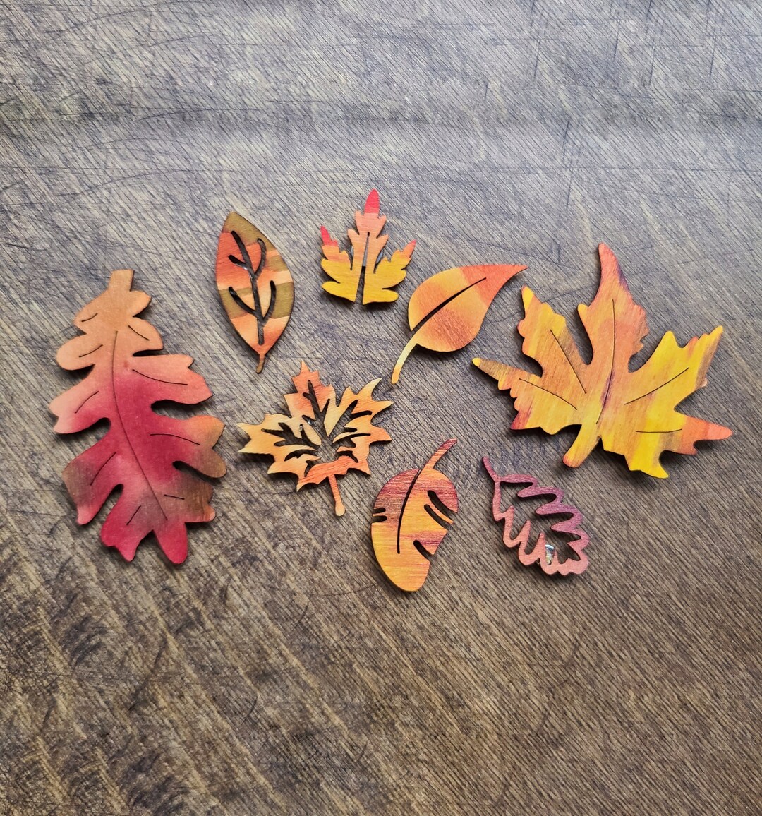 Set of 7 Fall Leaf Magnets. 6 Mini 1 Inch Leaves & 1 Larger 2.5 Inch ...