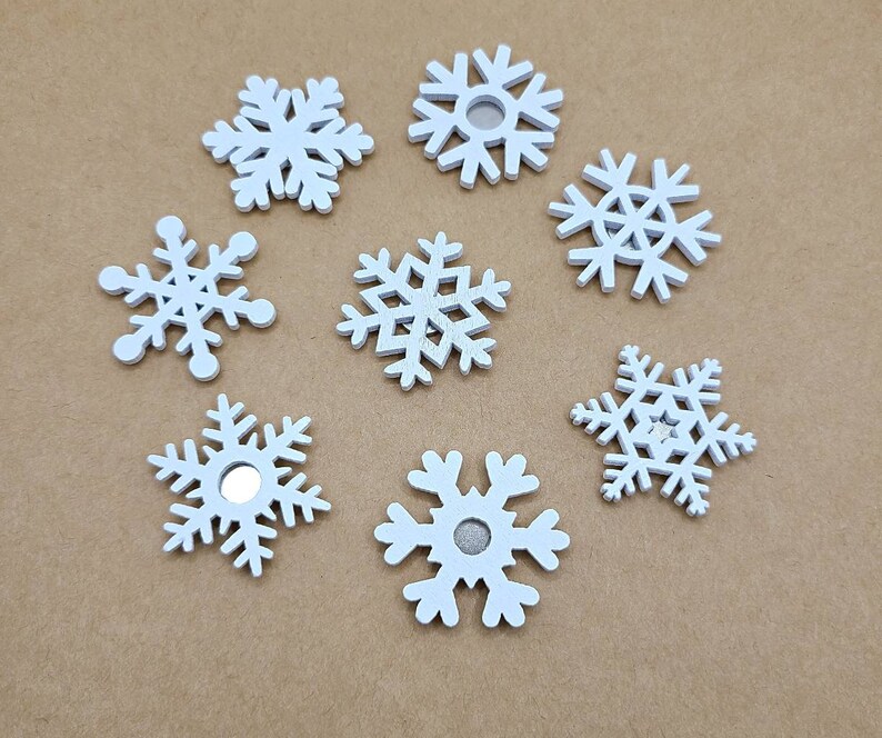 Set of Mini Winter Snowflake Magnets. Painted Wood Snow - Etsy