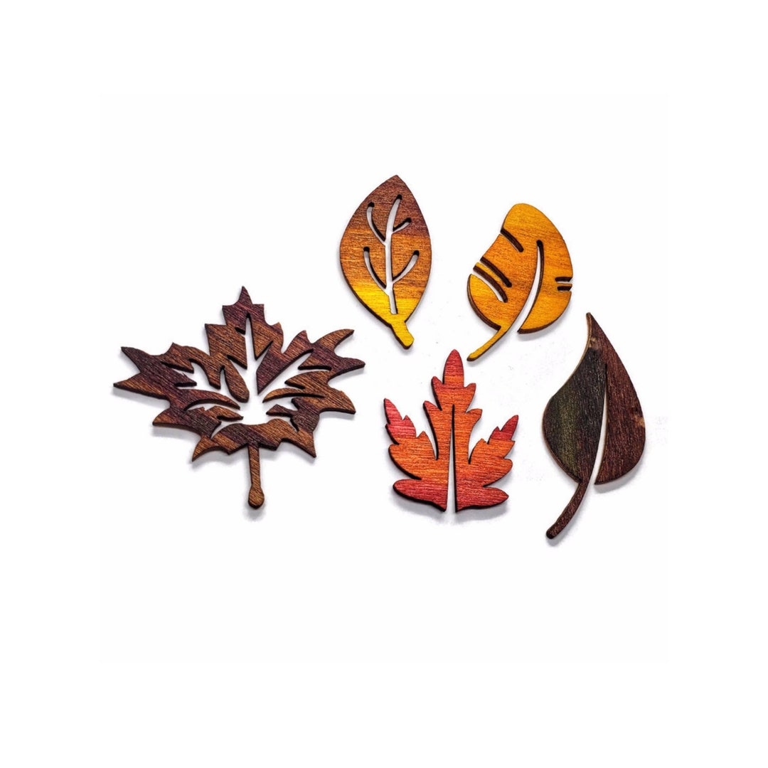 Set of 5 Hand Painted Mini Fall Leaf Magnets, Cottage Core Kitchen ...