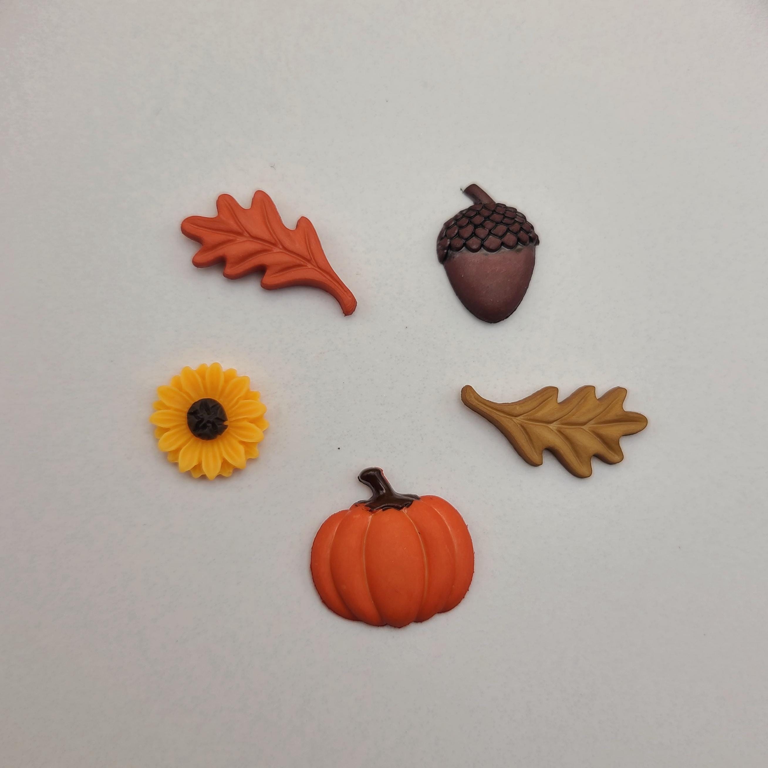 Set of Mini Fall Magnets: Leaves, Acorn, Pumpkin, and Sunflower. Autumn ...
