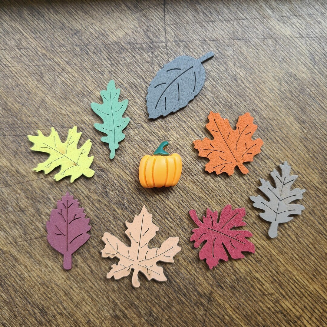 Set of Mini Fall Magnets: Leaves, Pumpkin, and Sunflower. Autumn ...
