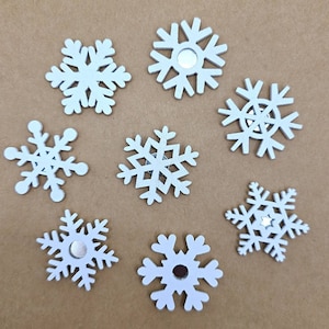 Set of Mini Winter Snowflake Magnets. Painted Wood Snow Flakes. - Etsy