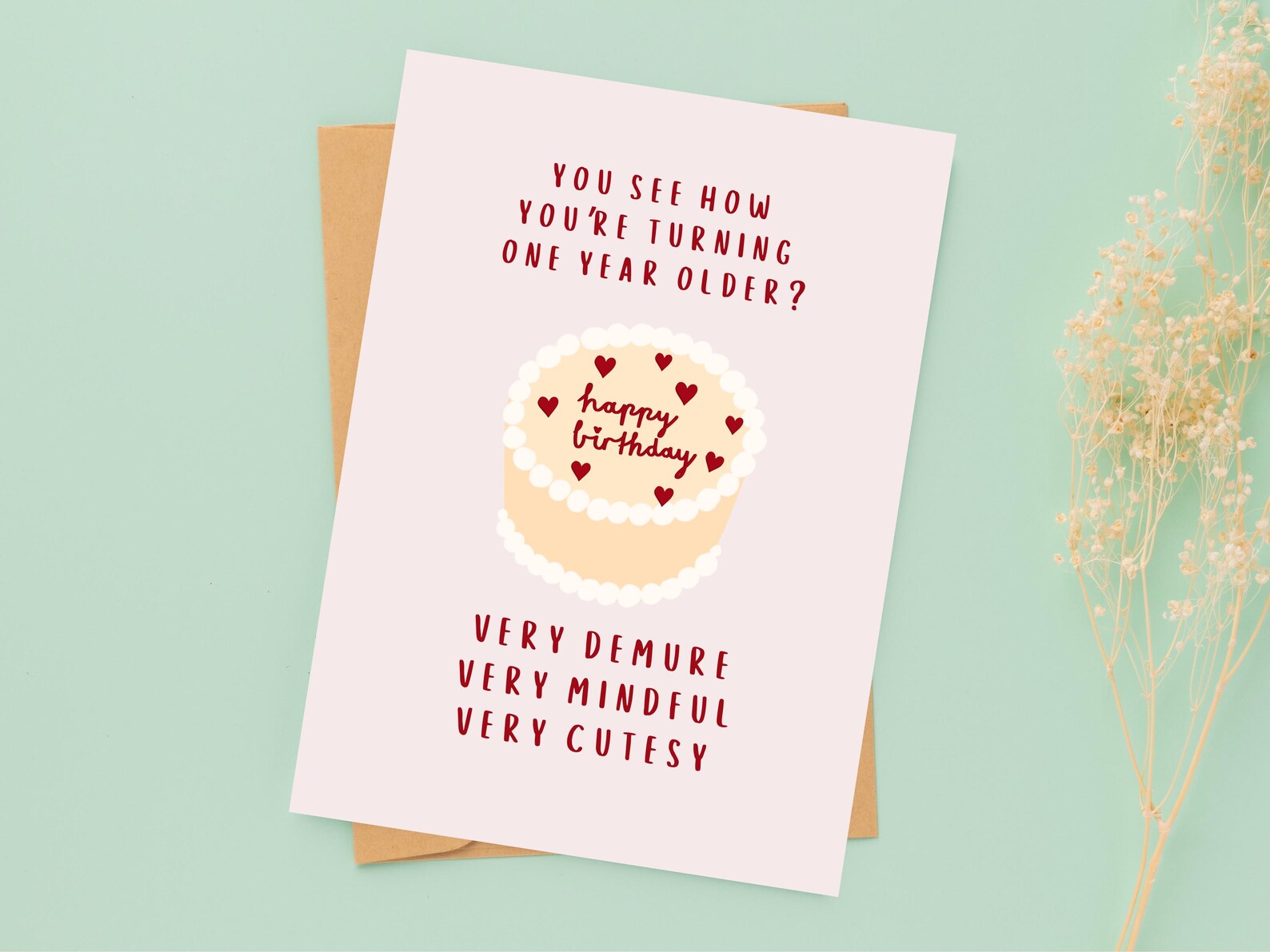 Printable Very Demure Birthday Card Instant Download Digital Card-4x5 ...