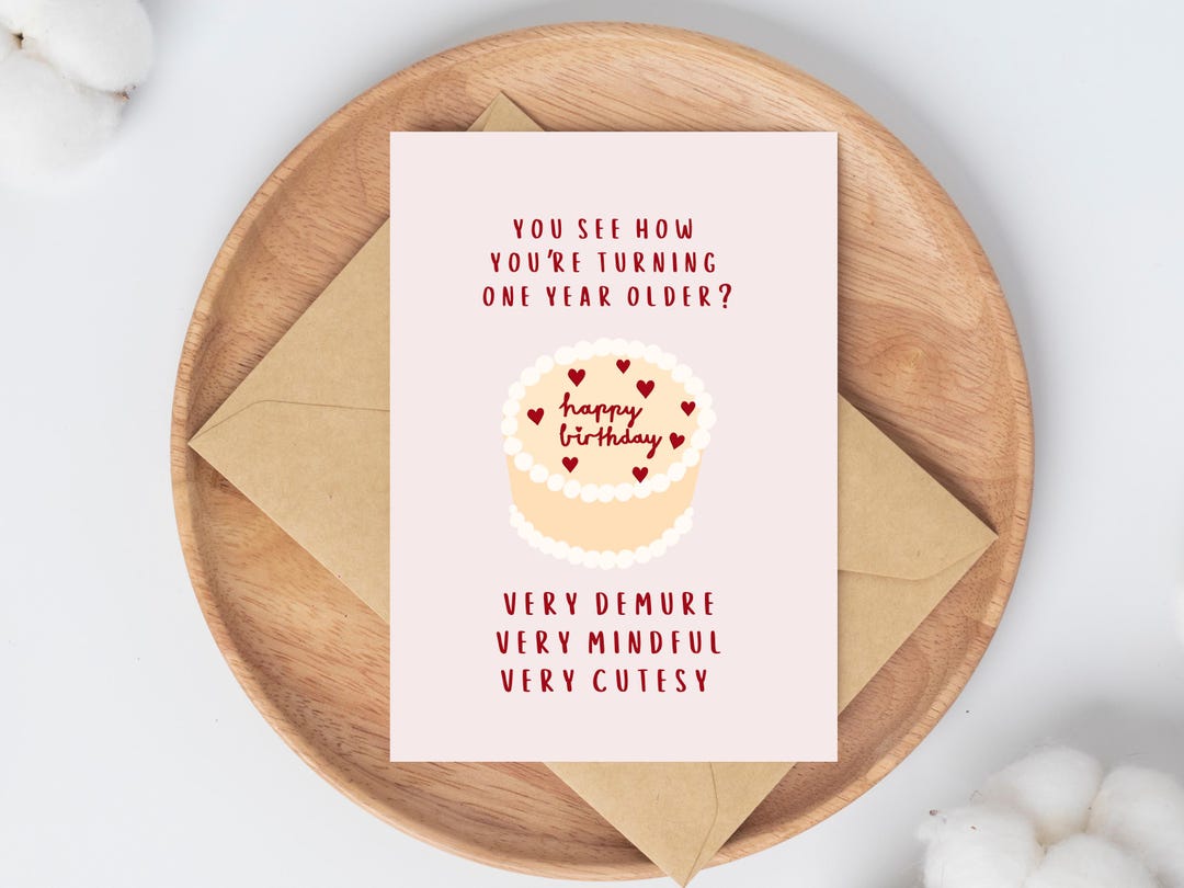 Printable Very Demure Birthday Card Instant Download Digital Card 4x5