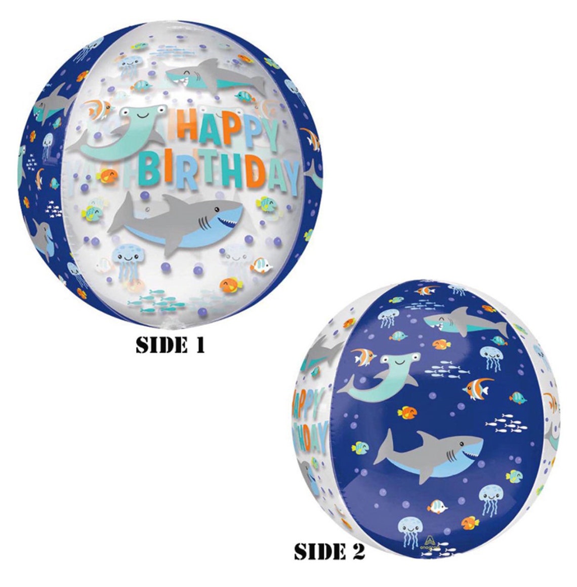 Helium Orb Balloon Ocean Theme Shark Balloon Happy | Etsy