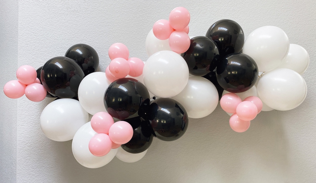 Balloon Arch * Pink, White, and Black * DIY Balloon Arch Kit * Balloon ...