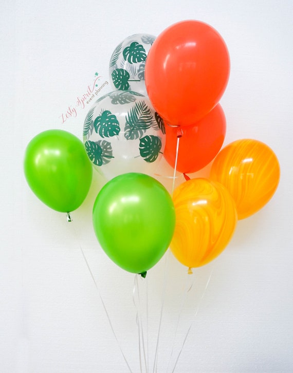 Balloon Bouquet 8 CT Balloon Set Green Coral Orange | Etsy