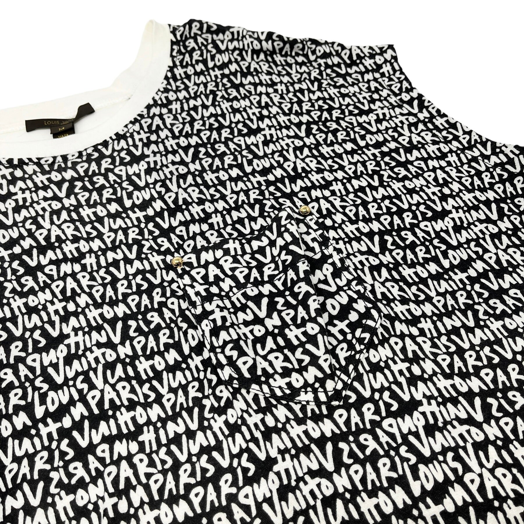 LOUIS VUITTON Vintage Logo Graffiti Tunic M T-shirt Polynosic Black ...