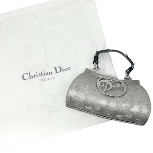 Christian Dior Vintage Logo Diva Bag Pochette Silver Silk Leather Rank ...