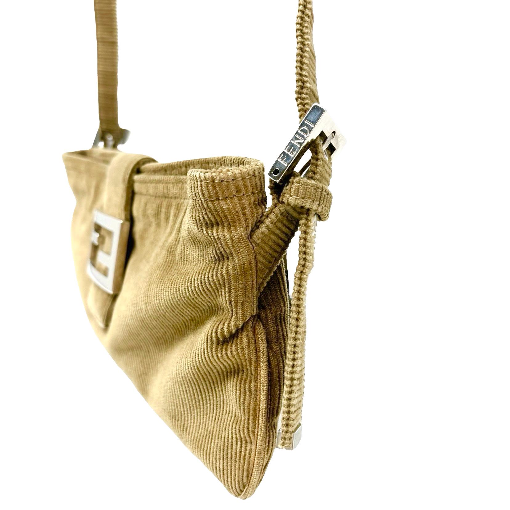 FENDI Vintage FF Logo Corduroy Mamma Baguette Shoulder Bag FENDI Vintage FF Logo Corduroy Mamma Baguette Shoulder Bag